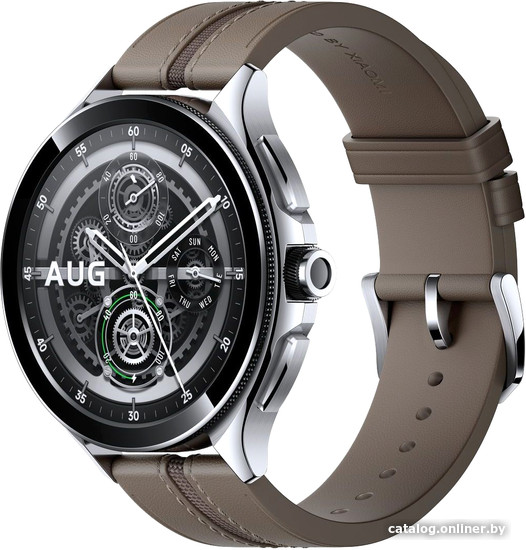 Xiaomi Watch 2 Pro (серебристый, с коричневым кожаным ремешком ...