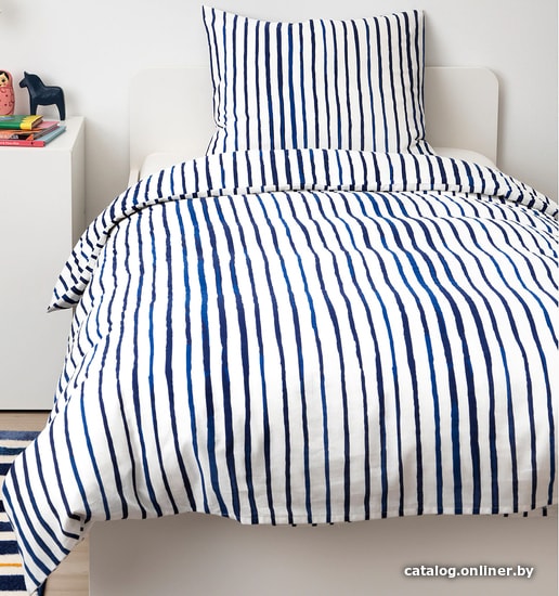 Ikea Сонглэрка (синий/белый) 150х200 постельное белье купить в Минске